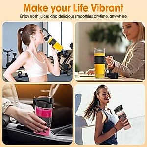 COOL KNIGHT Personal Blender, 500 Watts Bullet Blender for Shakes and Smoothies, 10-Piece Kitchen Blender Set with 20oz Sports Mug, Grinder Cup, 2 to-go lid, Freezer Rod and lemon squeezer,BPA free (Black-Silver)