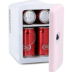 PERSONAL CHILLER Portable Mini Fridge Cooler and Warmer, 4 Liter Capacity Chills Six 12 oz Cans, Snacks, and Skincare Products, A/C Operation, 100% Freon-Free