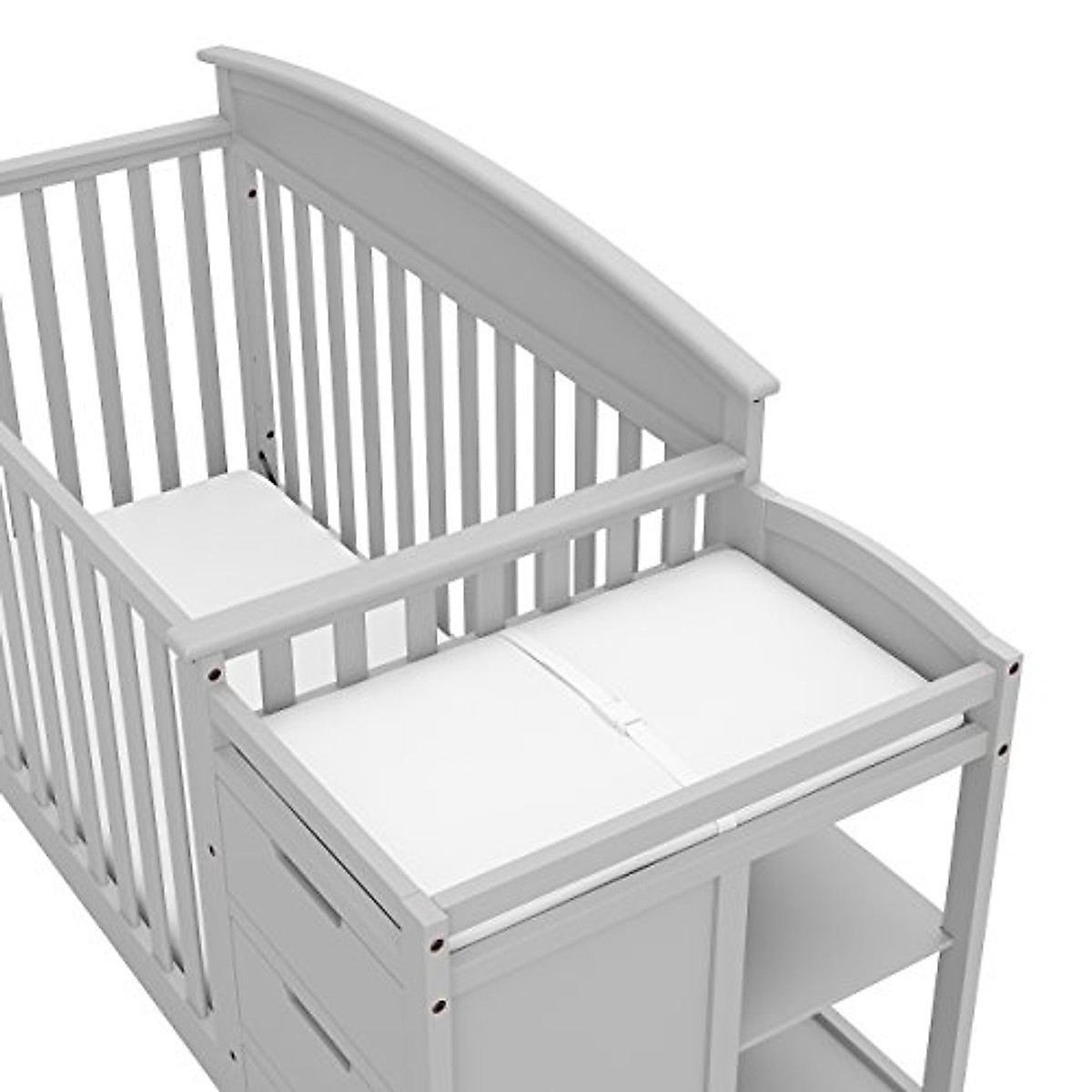 Graco Benton 5-in-1 Convertible Crib and Changer (Pebble Gray) – Crib and Changing Table Combo, Includes Water-Resistant Changing Pad, 3 Drawers, Converts to Toddler Bed, Daybed and Full-Size Bed