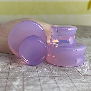 Pair of Lavender Opalite Stone Double Flare Plugs (STN-725) (5/8" (16mm))