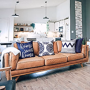 Gusgopo Throw Pillow Covers 18 x 18 Set of 4, Geometry Outdoor Square Pillow Cushion Cases, Modern Decorative Pillow Covers for Couch Sofa Bedroom Car, Blue