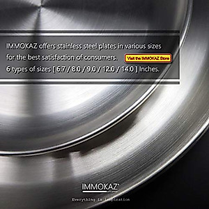 IMMOKAZ Matte Polished 9.0 inch 304 Stainless Steel Round Plates Dish Set, for Dinner Plate, Camping Outdoor Plate, Baby safe, Toddler, Kids, BPA Free, Pack of 2 (M)