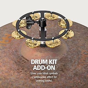 Meinl Percussion Headliner Series Hihat Tambourine Jingle Effect, Hammered Solid Brass — NOT Made in China — Mountable on Any Pull Rod, 2-Year Warranty (HTHH1B-BK)