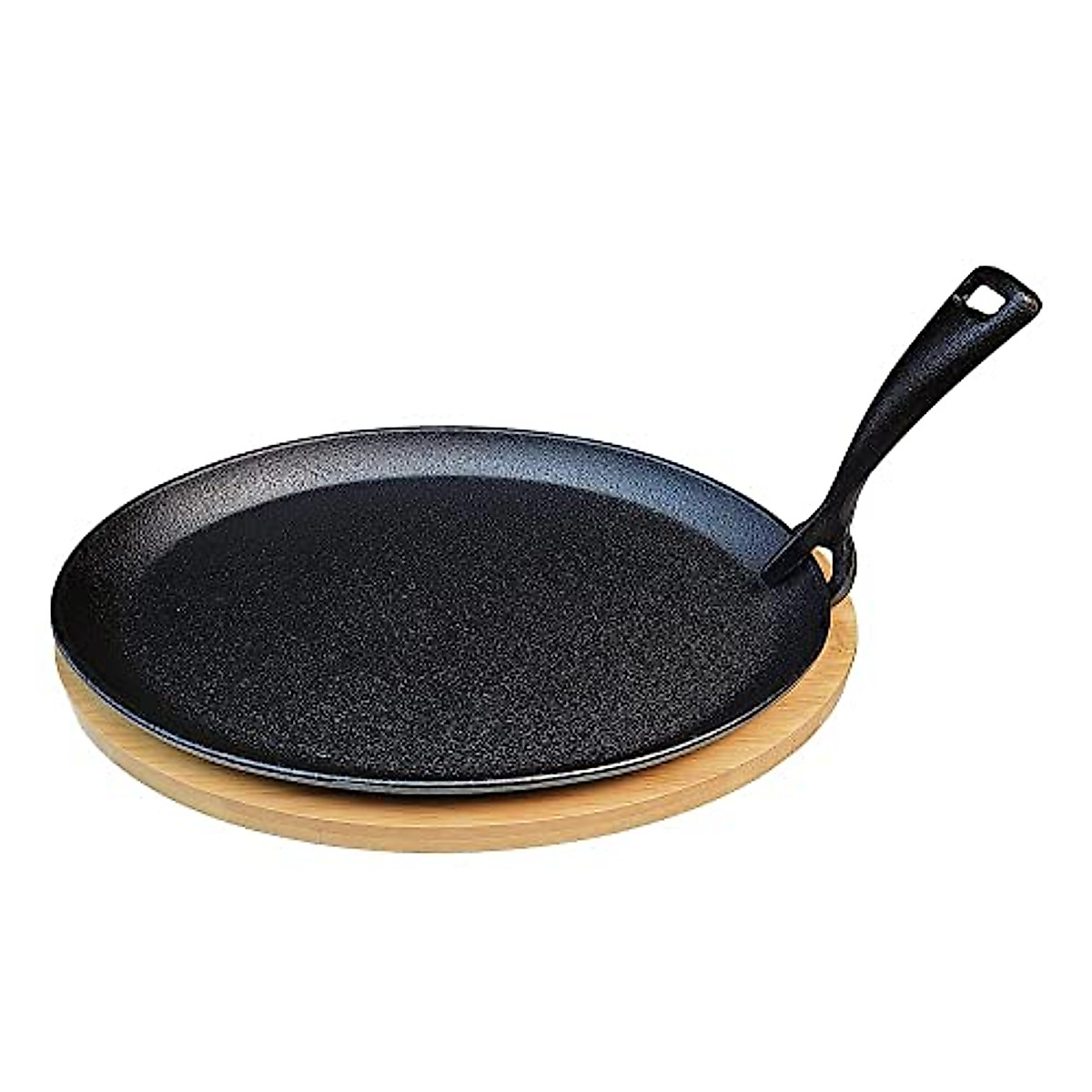 HAWOK Cast Iron Fajita pan with Bamboo Tray and Handle Set of 4…