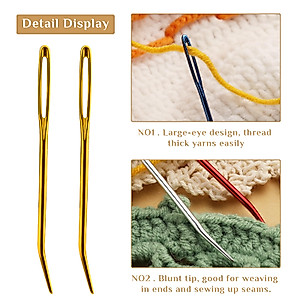 12 Pieces Yarn Needle, Tapestry Needle Bent Embroidery Needles Bent Tip Needles, and 6 Pieces Large-Eye Blunt Needles with Iron Box for Knitting Crochet (Random Color)
