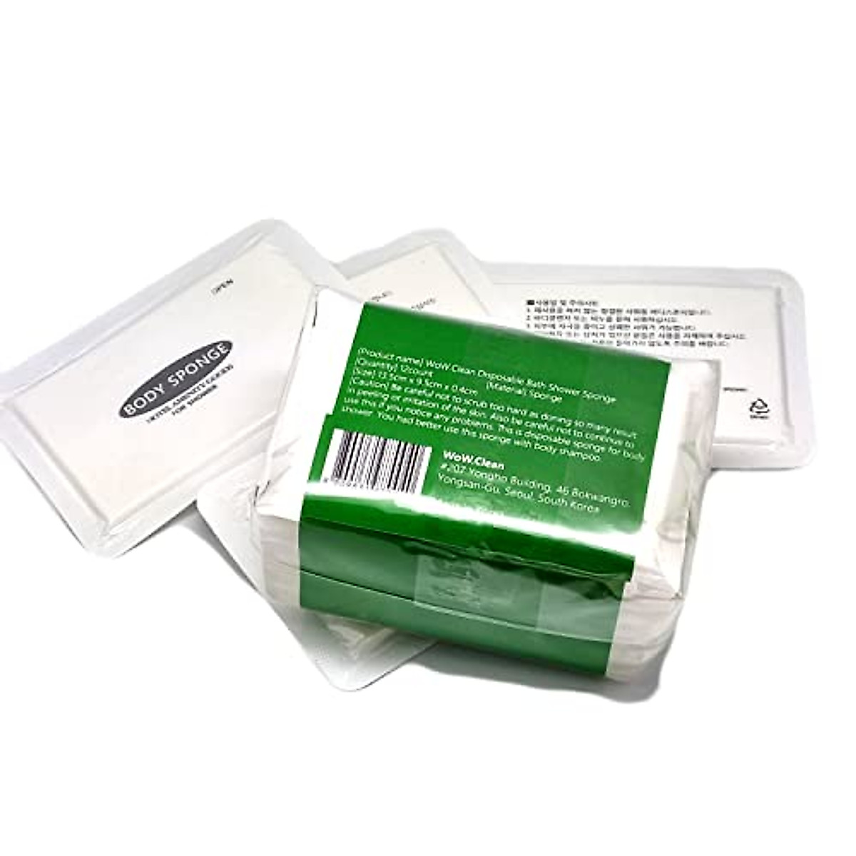 WoW.Clean Disposable Bath Shower Sponge 1 Dozen-12 Counts . Easy to Carry, Clean Shower Supplies for Travel or Camping, White