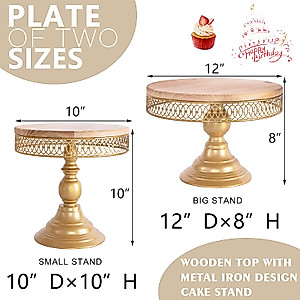 weharnar Set of 2 Cake Stand for Dessert Table Cake Plate Tray for Wedding Birthday Baby Shower Christmas Party, Cake Stand 12" 10"