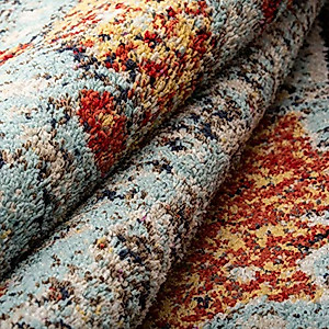 SUPERIOR Idalia Indoor Area Rug, Light Blue, 2' 3" x 8 Runner