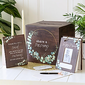 Kate Aspen Celebration of Life Memory Funeral Guest Book and Box for Memorial Service Bereavement Cards, Prayer Cards - Hard Cover Book, Box, 50 Memory Cards and Binder Rings