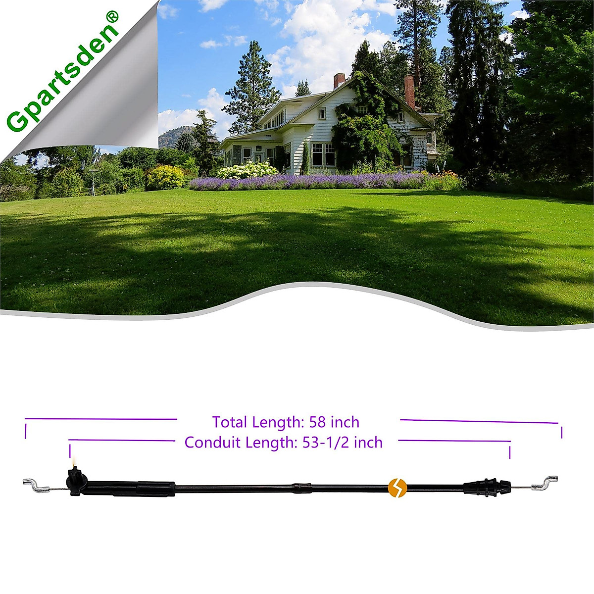 Gpartsden 104-8676 Brake Cable 14759 fits Toro 22" Recycler Lawn Mower 20013 20017 2002-09 Cable Length 58"