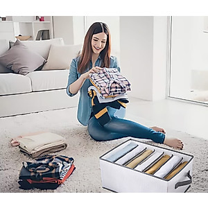 Pants Jeans Clothes Organizer Drawer for Wardrobe Folded Closet Organizers Storage Bins Washable Foldable Compartment Bedroom Separation Baskets Organization Jean Skirts Legging Sweater Dresses T-shirts Baskets Clothing (1)