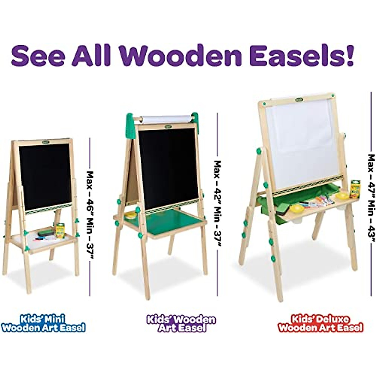 Crayola Kids Mini Wooden Art Easel & Supplies, Toddler Toys, Gift for Kids, Ages 3, 4, 5, 6