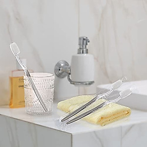 FKYzixeh Grey Handle Toothbrush Bulk, Disposable Toothbrushes Individually Packaged, Toothbrush for Travel, Hotel and Homeless (50 Pack)