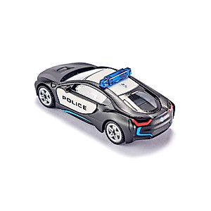 Siku 1533, BMW i8 US Police Car, Metal/Plastic, Black/White, Versatile, Toy Vehicle for Children