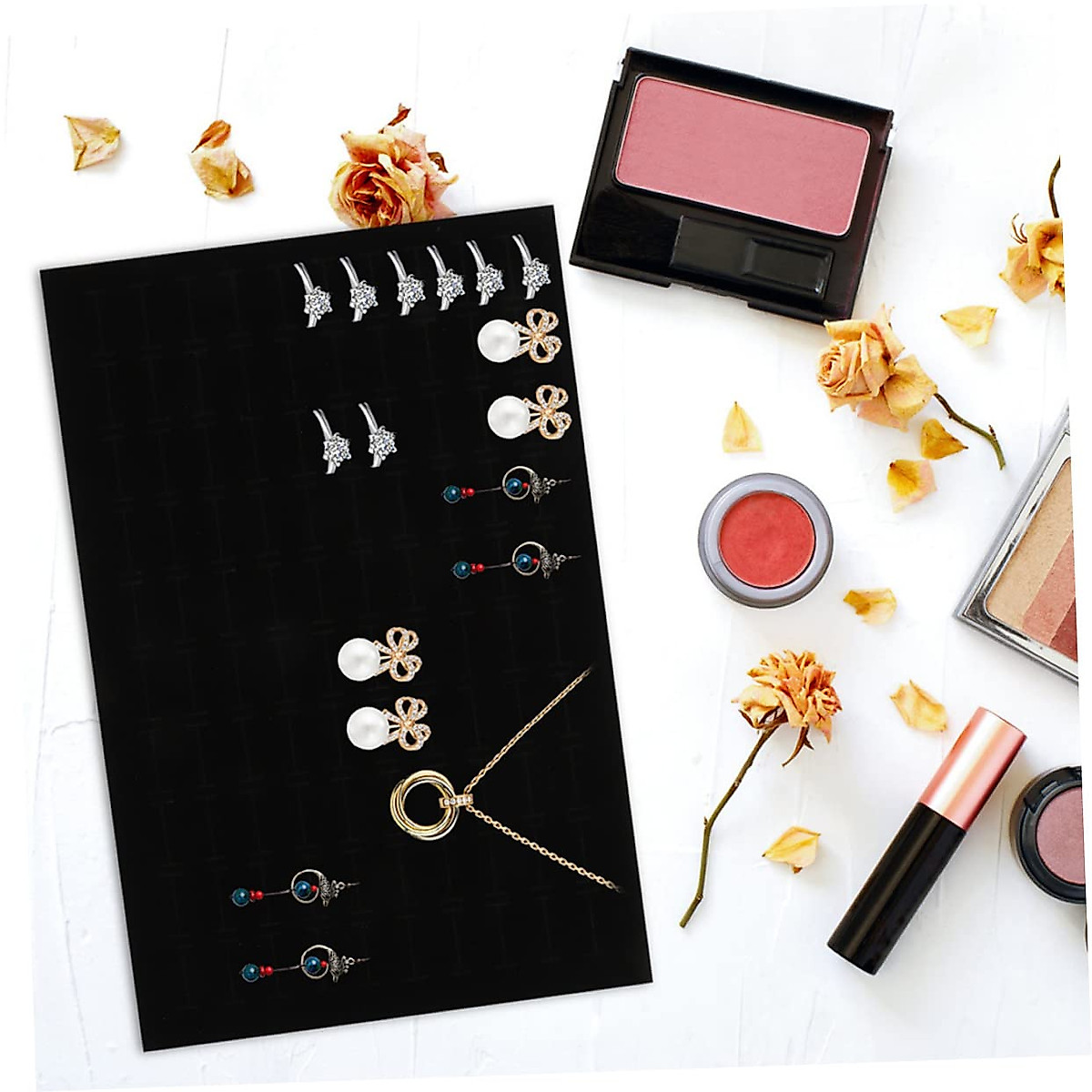 Didiseaon 9 pcs Jewelry Box black stand black choker necklace black sponge Ear Stud Pad black foam ring insert drawer ring organizer earring display tray jewelry insert pad foams pad lining