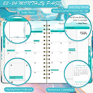 2023-2024 Planner - 2023-2024 Academic Weekly & Monthly Planner with Tabs, 6.3" x 8.4", July 2023 - June 2024, Hardcover with Back Pocket + Thick Paper + Twin-Wire Binding - Contrast Watercolor