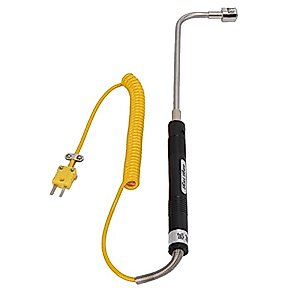 K Type Thermocouple Heat Resistant Steel Thermocouple Sensor with Insulated Handle High Accuracy Rapid Response for Temperature Testing (Bent Shank Surface Thermocouple)