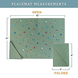 Austin Baby Co Silicone Placemat – Stain Resistant Portable Place Mats – Food Grade Silicone, Dishwasher Safe and Folds into Pocket for Easy Storage On The Go (Camper Sage Green)