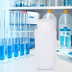 PATIKIL 25 Pcs 250ml Reagent Bottles, HDPE Wide Mouth Round Bottles with Screw Cap for Lab Water Reagent Liquids Solid Sample Storage Seal, Translucent White