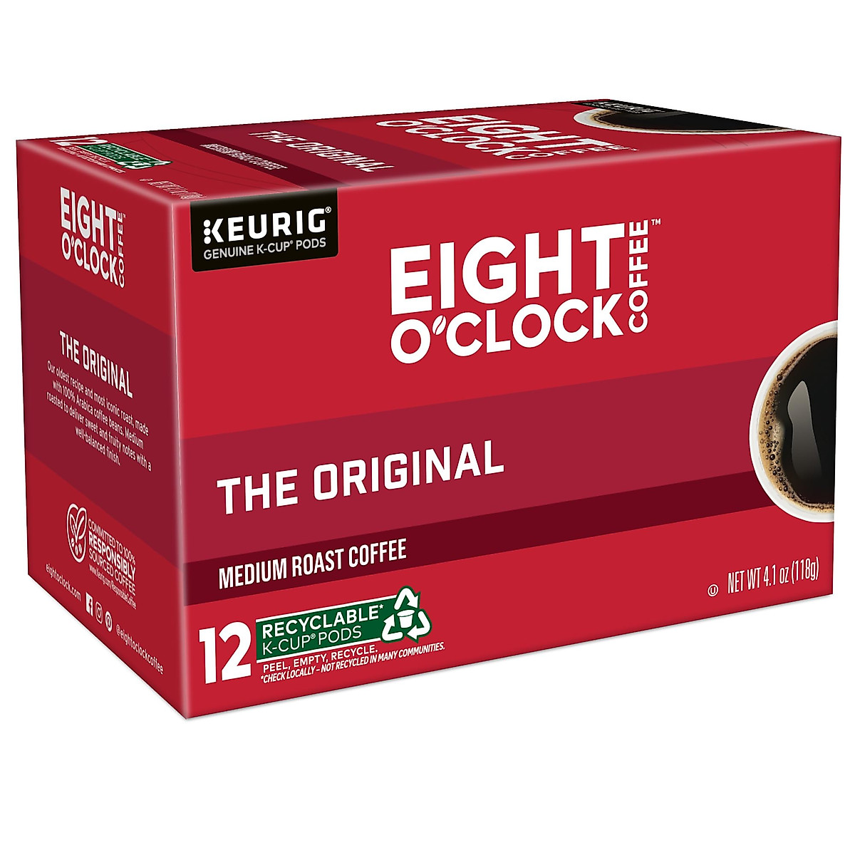 Eight O'Clock Coffee The Original, Single-Serve Keurig K-Cup Pods, Medium Roast Coffee Pods, 72 Count