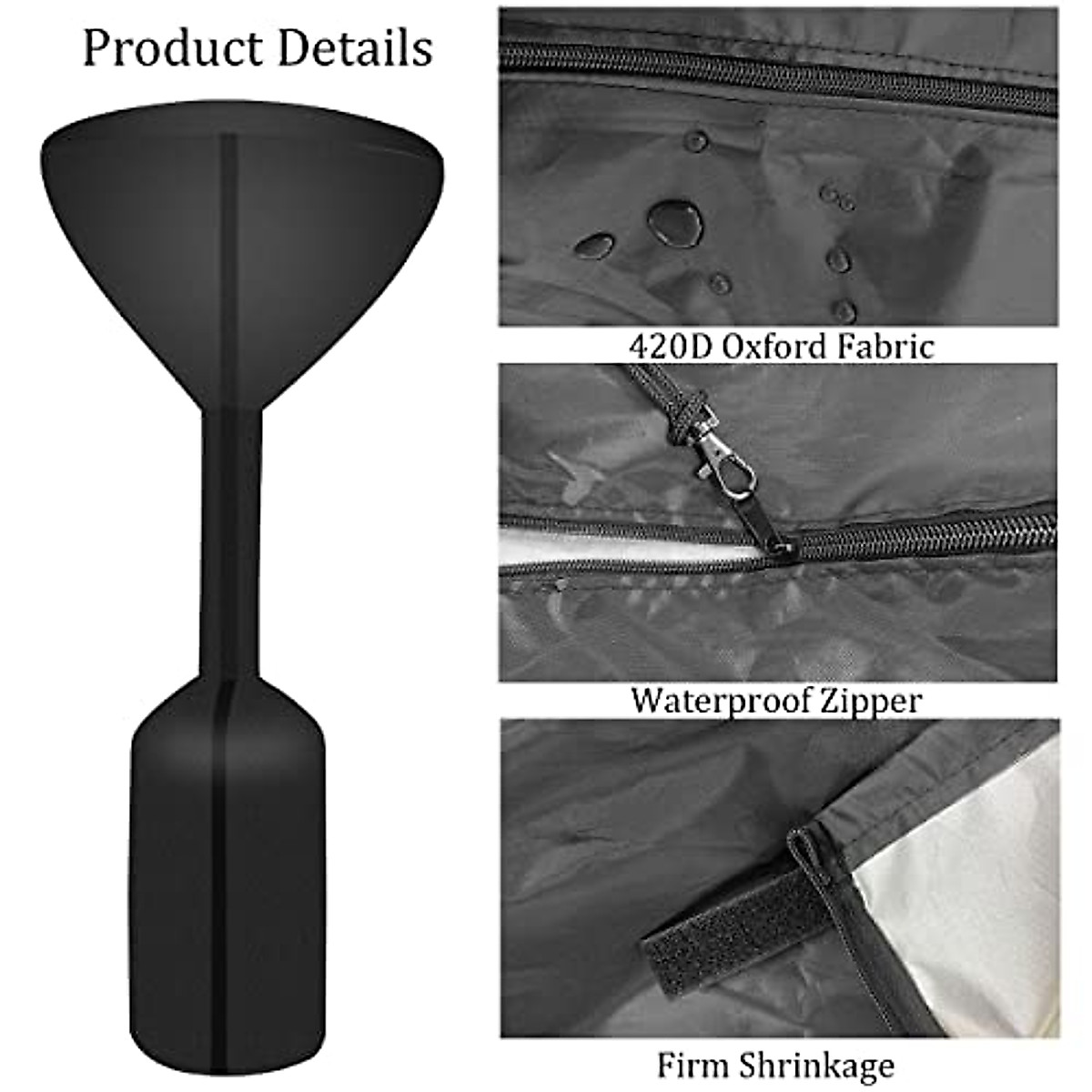 Dafoecheer Patio Heater Covers Waterproof with Zipper, Outdoor Heater Cover Heavy Duty Dustproof, Wind-Resistant, UV-Resistant, Snow-Resistant, 95" H x 34" D x 18.5" B
