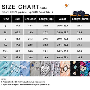 QUCH Womens Pajama Sets Plus Size Sleepwear Tops with Capri Pants Cotton Pajamas Set for Women Soft Comfy Cute Pj Sets Gray Cup 3XL