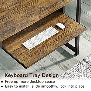 SEDETA L Shaped Computer Desk, Reversible Corner Desk or 94.5" Office Desk, Computer Desk with Led Lights, Keyboard Tray, Headphone Hook and Storage Shelves for Home Office, Rustic Brown