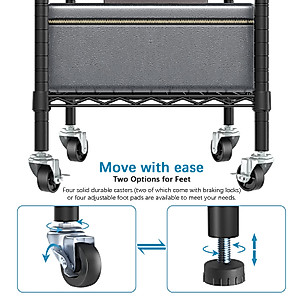 VIPEK V11C Portable Closet Rolling Clothes Rack 5 Tiers Heavy Duty Adjustable Wire Garment Rack with Lockable Wheels Wardrobe Black Metal Clothing Rack with Black Oxford Fabric Cover, Max Load 452LBS