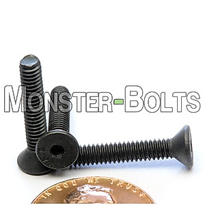 MonsterBolts - #5-40 x 3/4" Flat Head Socket Cap Screws, ASTM F8356, Alloy Steel, Black Oxide, 10 Pack