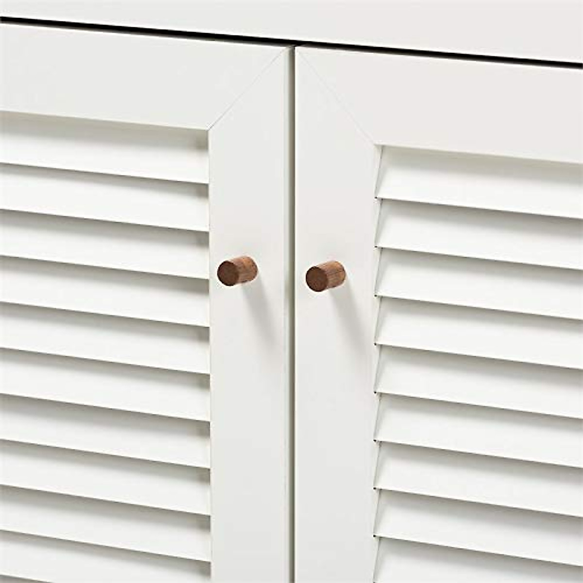 BOWERY HILL Modern and Contemporary White and Walnut Finished 4-Shelf Wood Shoe Storage Cabinet with Drawer