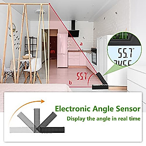 Huepar Laser Distance Measure 328Ft with Rechargeable Battery & Angle Sensor, Backlit LCD Laser Meter M/in/Ft with Mute Function&Multi-Measurement Modes, Distance Pythagorean, Area&Volume -X6-LM100