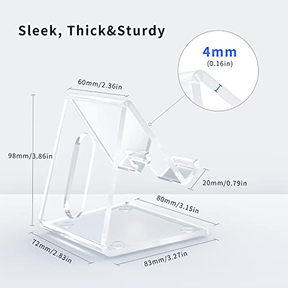 DARENYI Acrylic Cell Phone Stand for Desk, Clear Phone Holder Dock for Desk, Compatible with iPhone 13 12 11 Pro Max XR XS X SE 8 iPad All Android Phones Tablets
