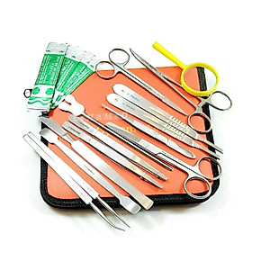 Premium 34 Pcs Advanced Biology Lab Anatomy Student Dissecting Dissection Kit Set with Scalpel Knife Handle Scalpel Blades (All in One with Zipper Case) Blades