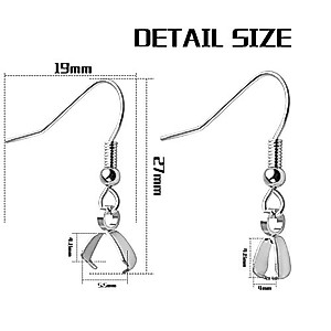 Hypoallergenic Earring Hooks,50pcs Stainless Steel French Earring Hooks Wire Ear Ball Hooks with Pendant Clasp for Jewelry Earring Making Crafts DIY,Silver