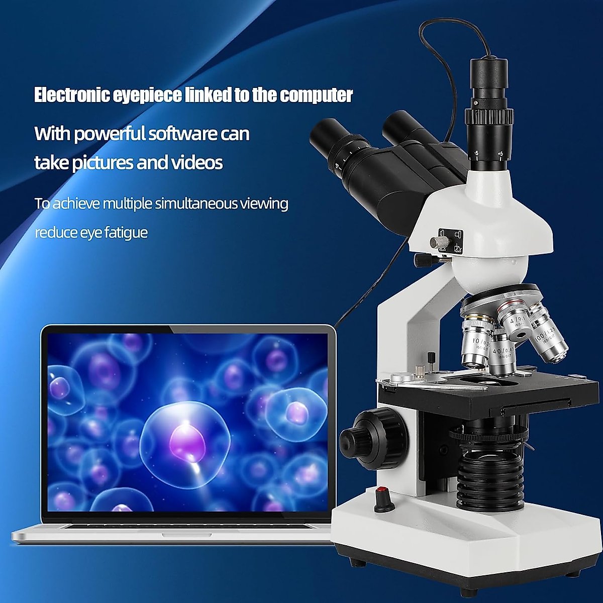 40X-2000X Compound monocular Microscope with Microscope Slide Set, Cell Phone Adapter, Dual LED Illumination Powerful School Home Education biomicroscope， 2MP USB Camera
