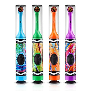 GUM Crayola Power Toothbrush for Kids, Extra Soft Bristled Toddler Toothbrushes, Travel Cap + Suction Cup Base, Batteries Included, 1ct