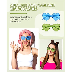 Frienda 20 Pairs Heart Shaped Sunglasses Rimless Candy Color Glasses for Women Men Party Favor(Elegant Colors)