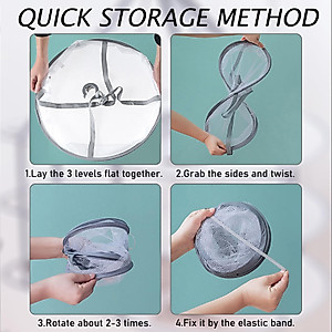 WEISGJA 2 Tier Folding Mesh Clothes Drying Rack with Internal Fixation Stackable Sweater Drying Rack Portable Hanging Laundry Rack for Sweater,T-Shirt,Delicates,Swimsuit (1 Pack)