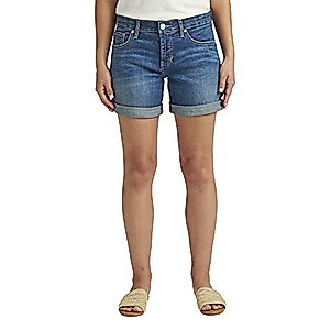 JAG Jeans Women's Alex Mid Rise Boyfriend Short, Brilliant Blue-Ssj305, 12