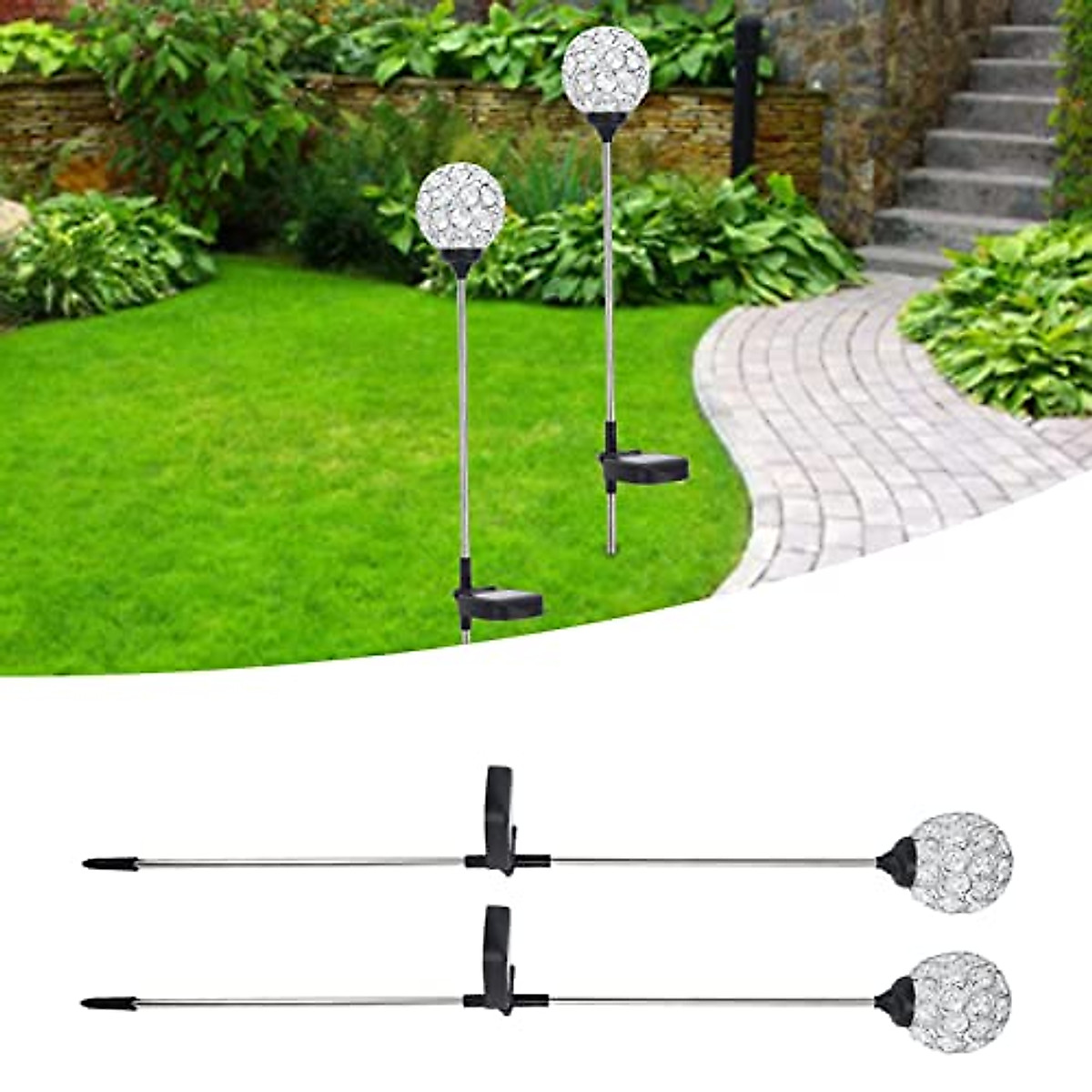 Solar Garden Lights, Ground Plug IP65 Waterproof 78cm/30.71in Height Automatic Lighting Romantic Outdoor Decorative Lights for Homes Porches Fences Terraces