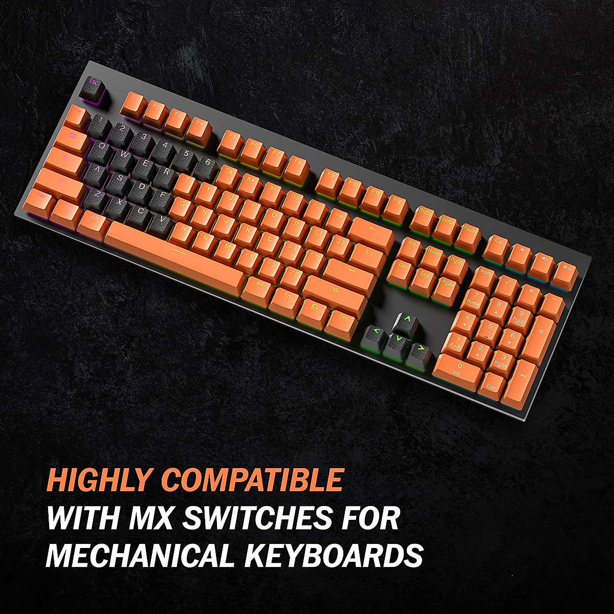 HK Gaming Rubber Keycaps Set | Anti-Slip Texture | Doubleshot Backlit Keycap Set | 23 Keys OEM Profile Key Set | for Mechanical Keyboard | Compatible with Cherry MX, Gateron, Kailh | Black