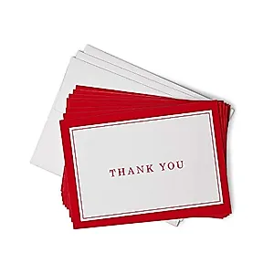 Red Formal Thank You Cards with Border - 48 Classic Note Cards with Envelopes - Perfect for Business Professionals & Special Events