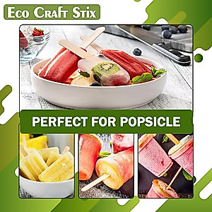 Eco Craft Stix 6" Jumbo Wooden Craft Sticks - Pack of 500ct. Includes a Bonus Gift. Great For Kids Classroom Arts Supplies.
