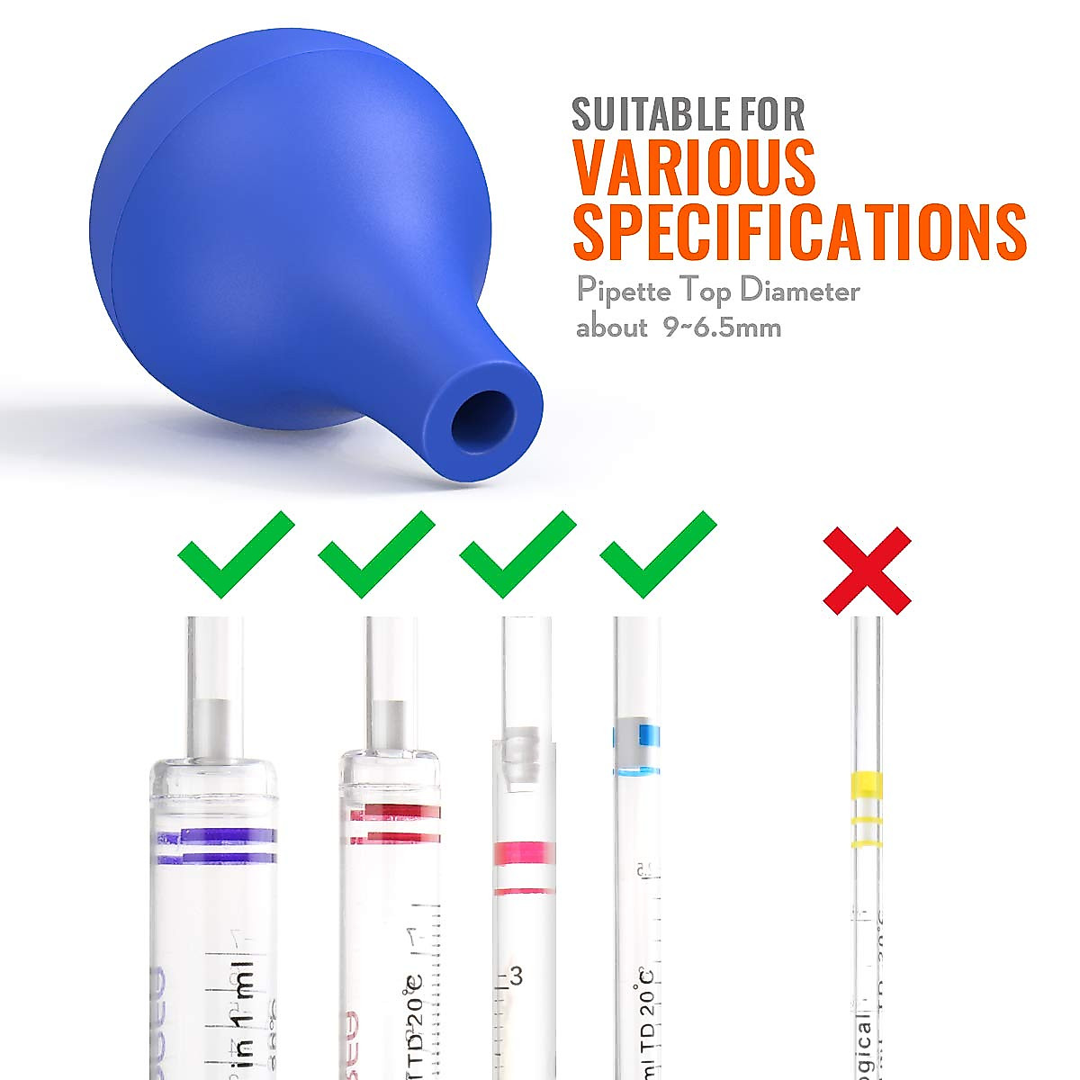 5Pcs Pipette Rubber Bulb Dropper Rubber Caps Laboratory Suction Ball,Pear Shaped Fit for 1ml 3ml 5ml 10ml 15ml 20ml Pipettor