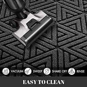 Yimobra Door Mat Outdoor Entrance, Heavy Duty Durable Front Welcome matt for Outside Home Entry, Back Patio Floor Porch Garage Office, Low Profile, Easy Clean, Waterproof, 29.5 x 17, Black