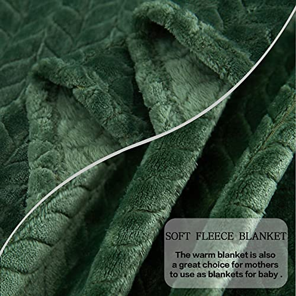 inhand Fleece Throw Blankets, Super Soft Flannel Cozy Blankets for Adults, Washable Lightweight Fuzzy Blanket for Couch Sofa Bed Office, Throw Size Warm Plush Blankets for All Season (50"×60", Green)