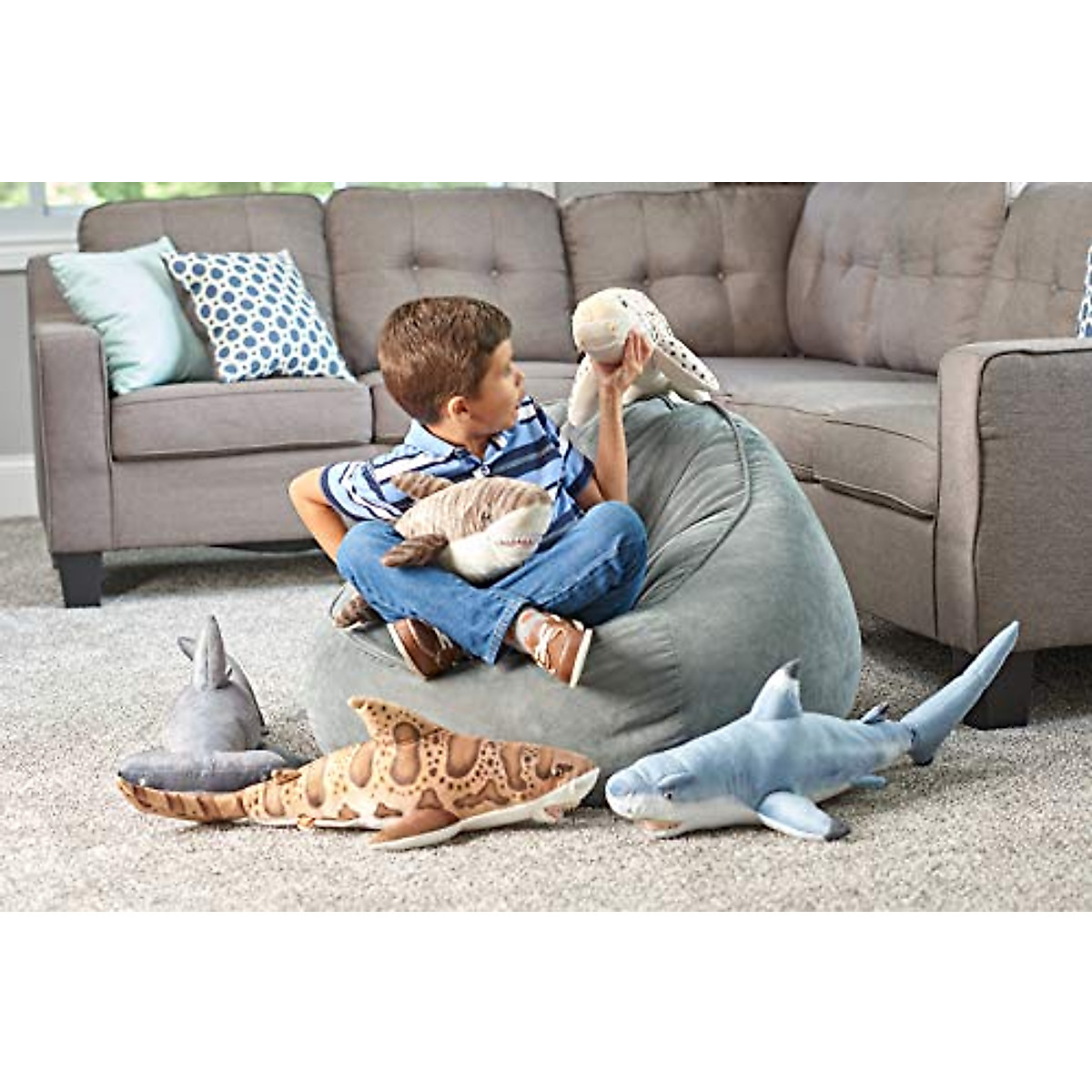 Wild Republic Zebra Shark Plush, Stuffed Animal, Plush Toy, Gifts for Kids, Living Ocean 30 Inches