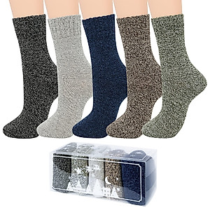 Century Star Christmas socks Wool socks for women Warm winter socks Cozy socks for women Fuzzy Socks with Gift Box 5 Pairs Solid Color One Size