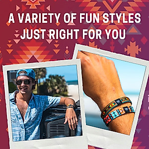 Hang Loose Bands - Southwestern Bracelet for Men, Women & Teens - Comfy Tribal Print and Boho - Western Style Reversible Wristband - Graphite Gear | Small: 6.5" (most common fitting size)
