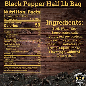 Lone Star Black Pepper Beef Jerky - 8 oz Resealable Bag - Classic Handcrafted Flavor - Made in the USA